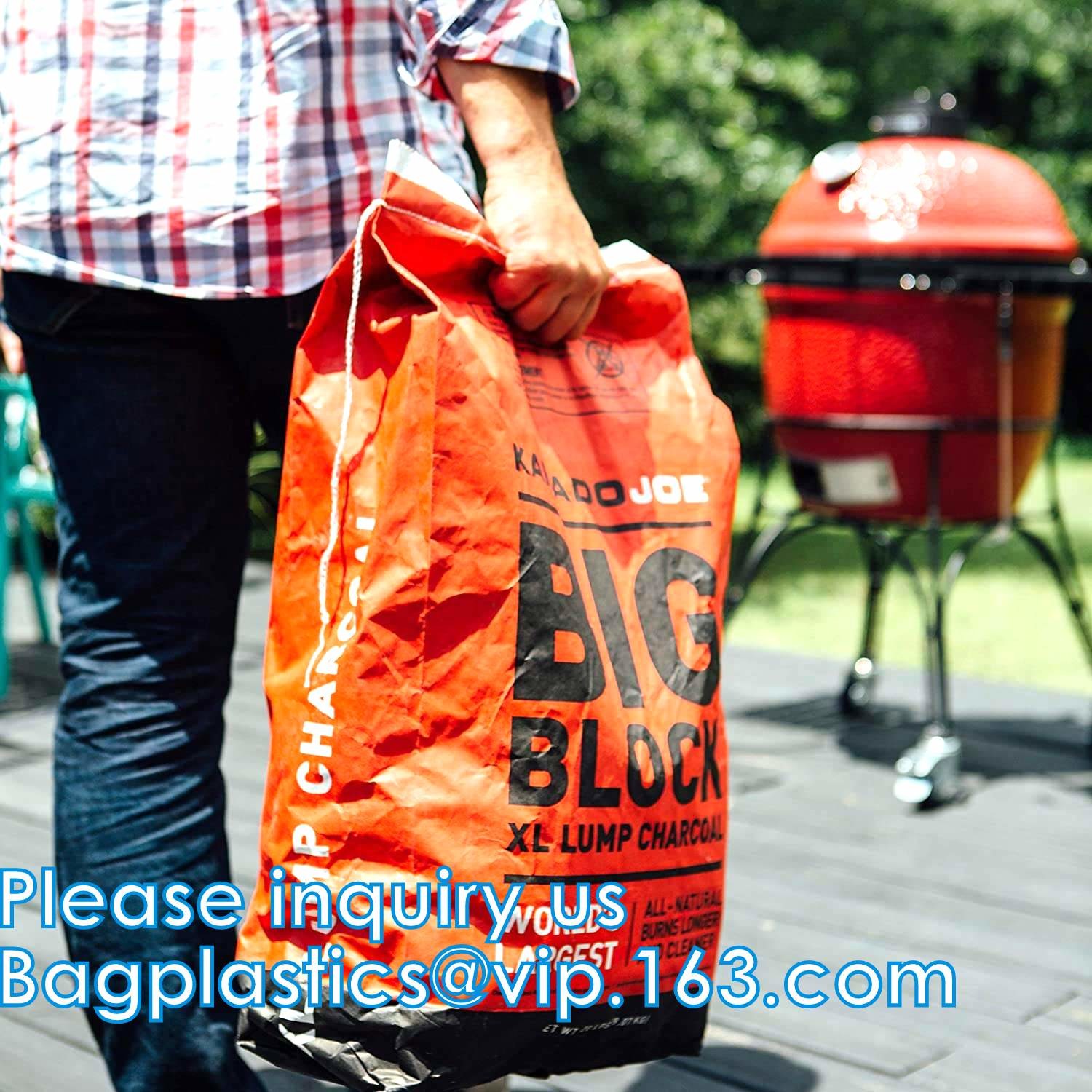 Charcoal Briquettes, BBQ Kraft Paper Charcoal Bag, Grill Packing Bag ...